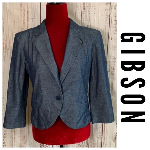 Gibson | Jackets & Coats | Chambray Denim Cropped Blazer Gibsonnordstrom | Poshmark